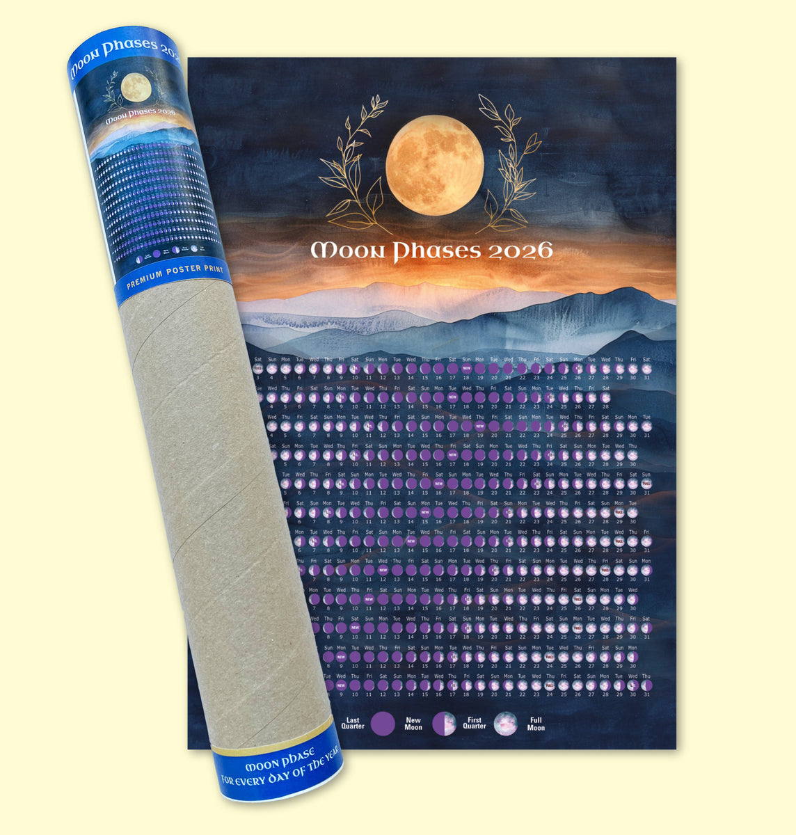 Moon Phases 2026 Poster Print – Moon Mna - Womens Celtic Moon Circles